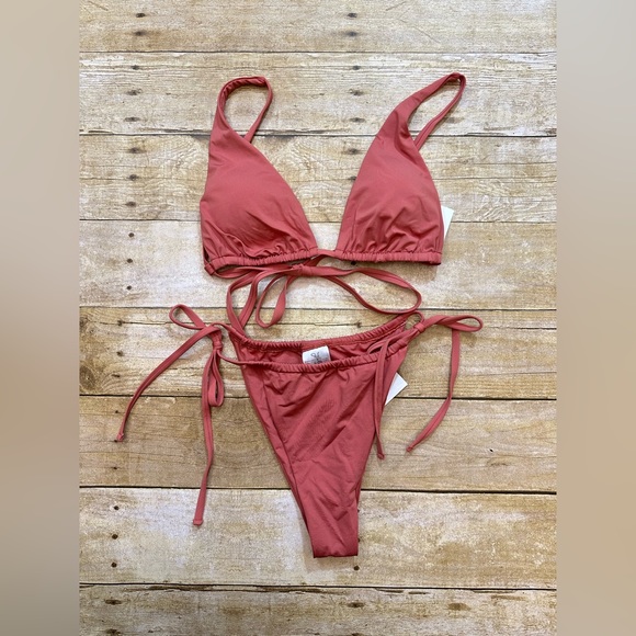 Helen Owen | Swim | Nwt Helen Owen Bri Triangle Bikini In Dusty Pink ...